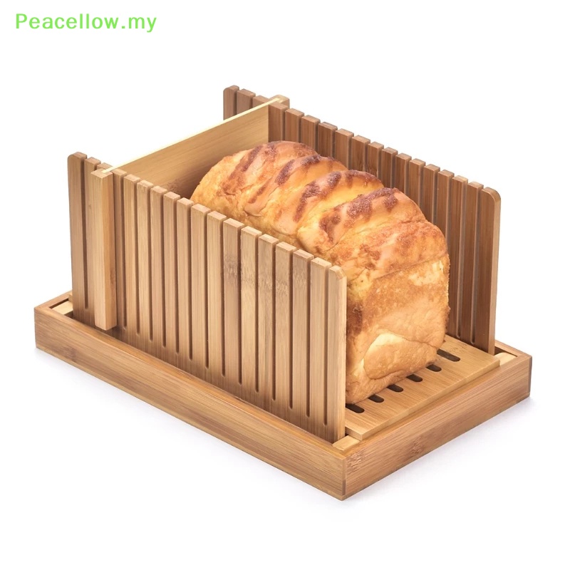 Peacellow Foldable Bamboo Wood Bread Slicer Cutter Toast Loaf Cutg ...