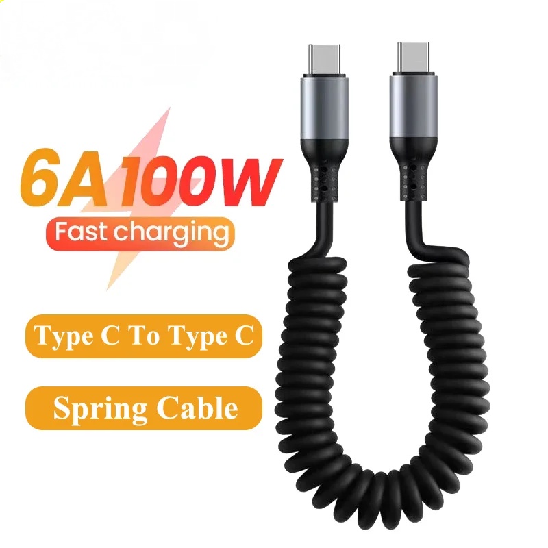 Coil 100W Ultra Fast Charging USB Type C Cable Spring 66W 5A Quick ...