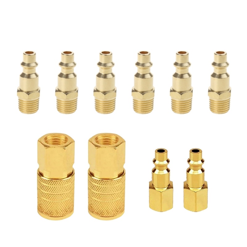 HL Professional Air Fitting Air Coupler Plug set Solid Brass Quick Connector Set Industrial 1 4 ...