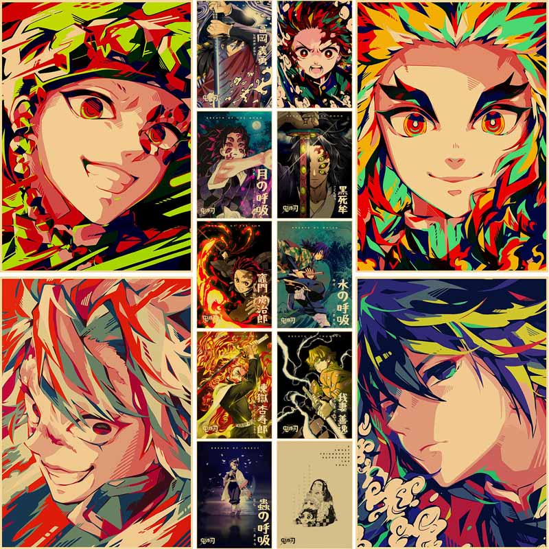 Retro Demon Slayer Poster Aesthetic Room Decoration Accessories Home ...