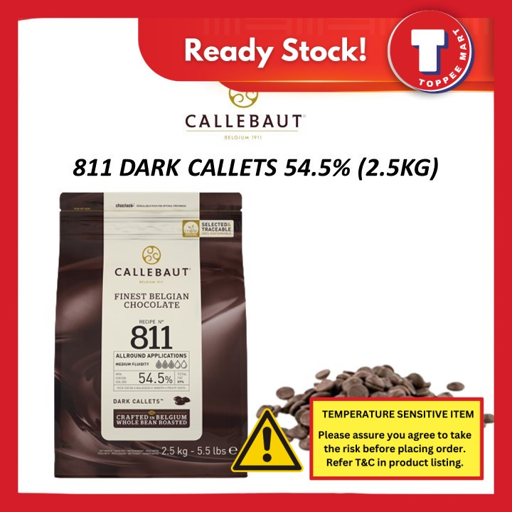 2.5KG CALLEBAUT 811 Dark Callets 54.5% COUVERTURE CHOCOLATE Medium ...