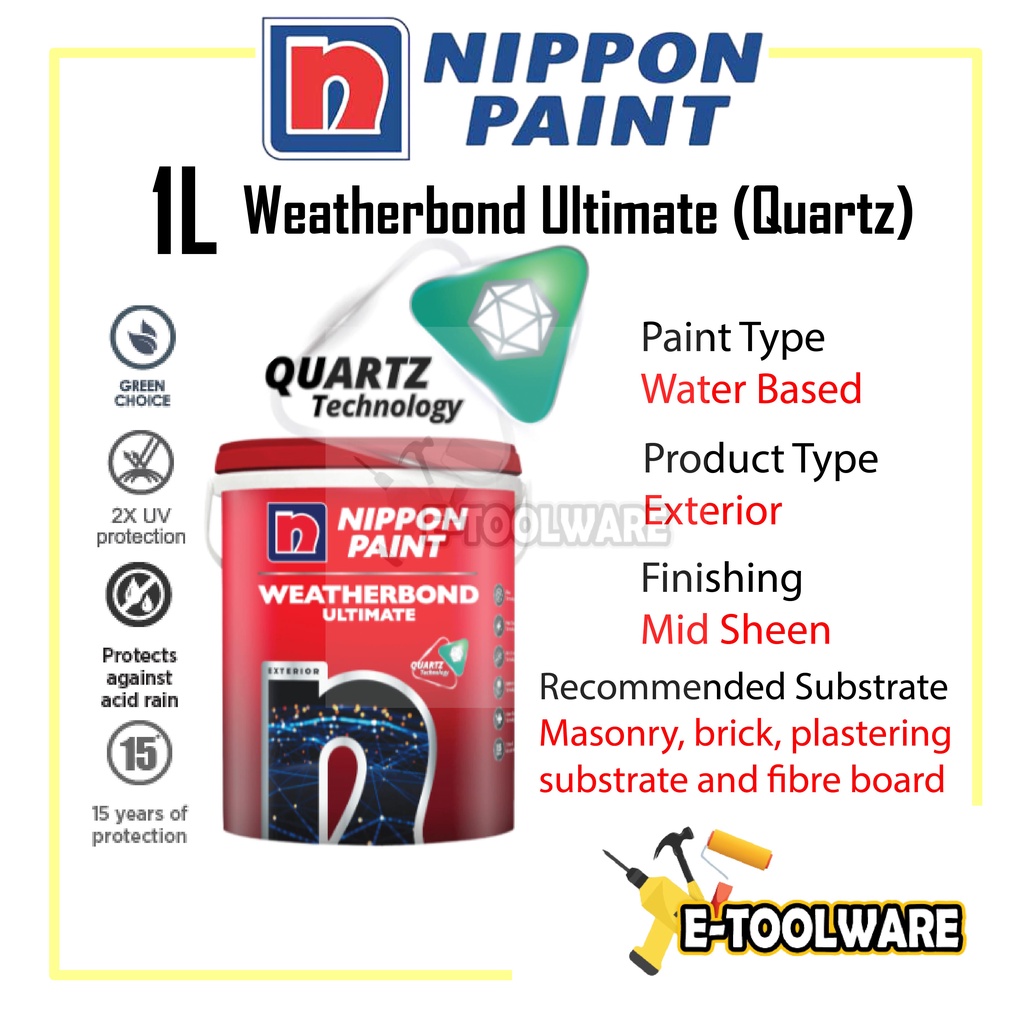 1L Nippon Paint Weatherbond Ultimate With Quartz Technology Exterior ...