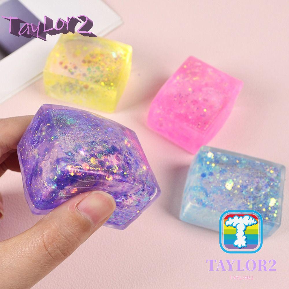 ATAYLOR Colorful Simulated Tofu Fidget Toy, Mochi Ice Block Glitter ...