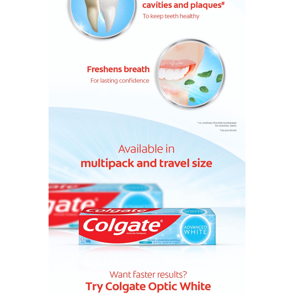 Colgate Advanced White Whitening Max Fresh Toothpaste 160g x 2 160g x1 ...