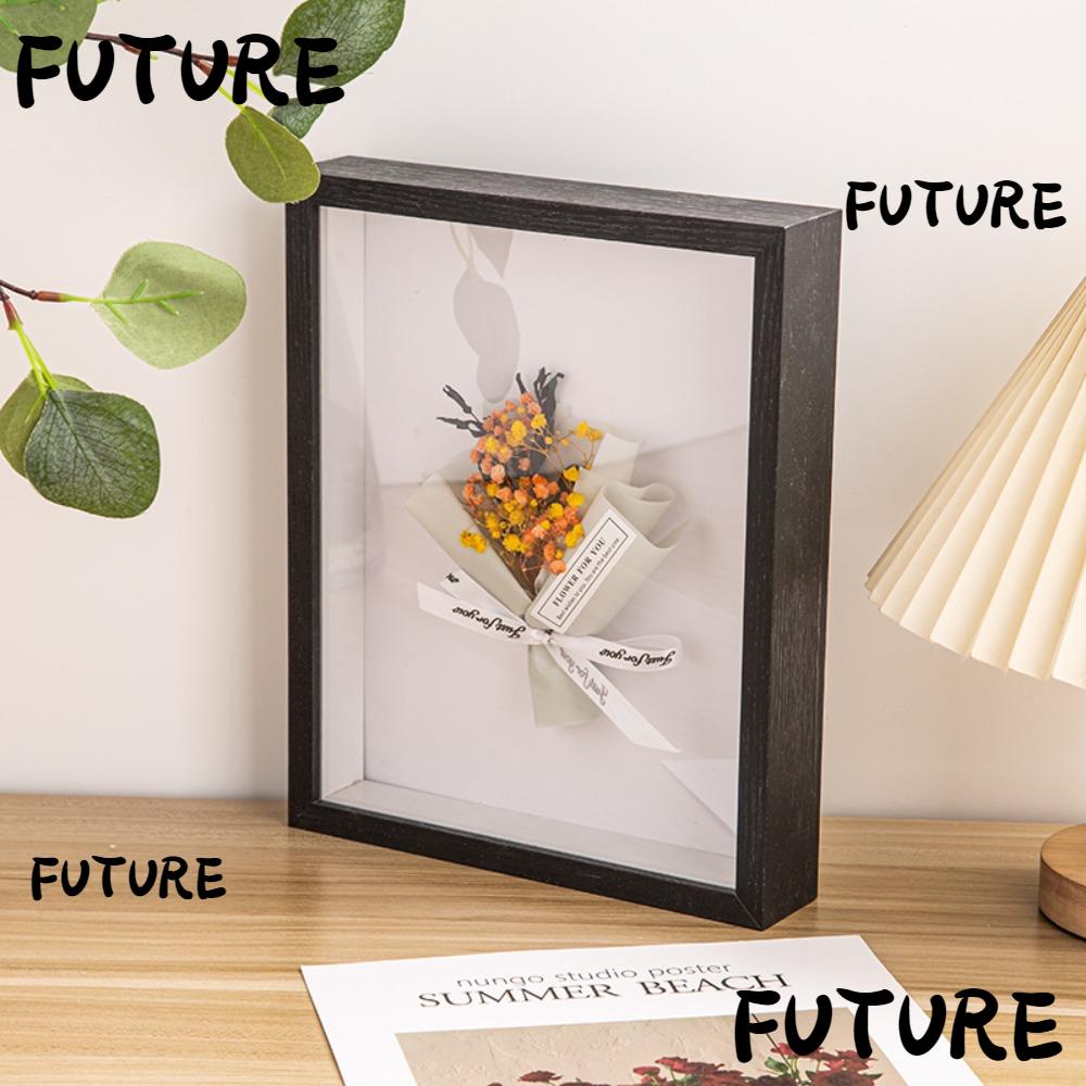 HL-FUTU Shadow Box Frame, Glass Natral Wood Black Wooden Photo Frame ...