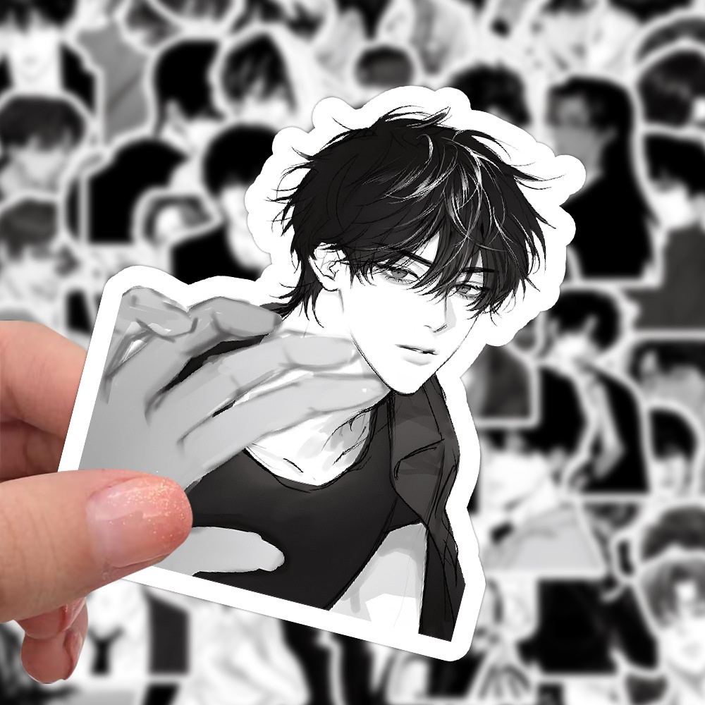 60PCS Anime Black and White Handsome Guy Stickers For Luggage Phone ...