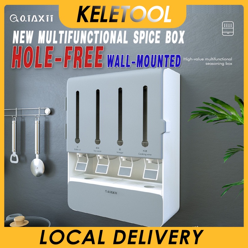 Kitchen Condiments Organizer Wall Condiment Storage Box kitchen spice ...