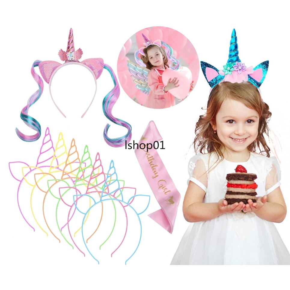Unicorn Two Pigtail Hair Hoop Hairbands, Kids Toddler Dress Up Play Set ...