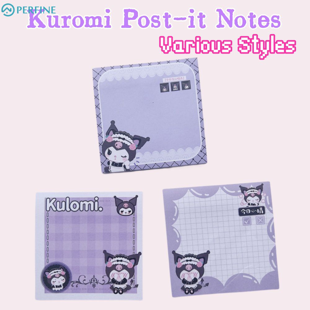 50 Sheets Kuromi Post-it Notes Cute Kawaii Anime Notebook Hand Account ...