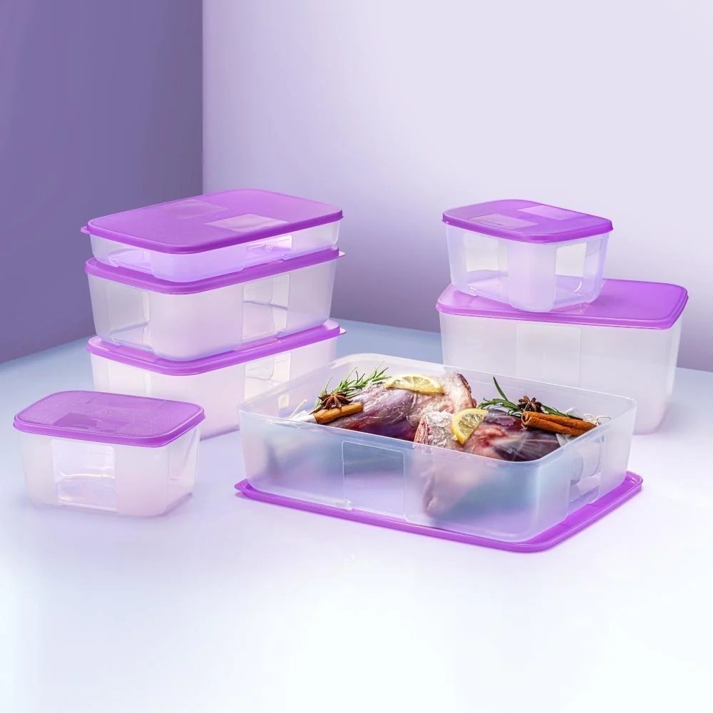 Tupperware Purple Lid Freezermate Essential Set + Gift Box (7 Pcs ...