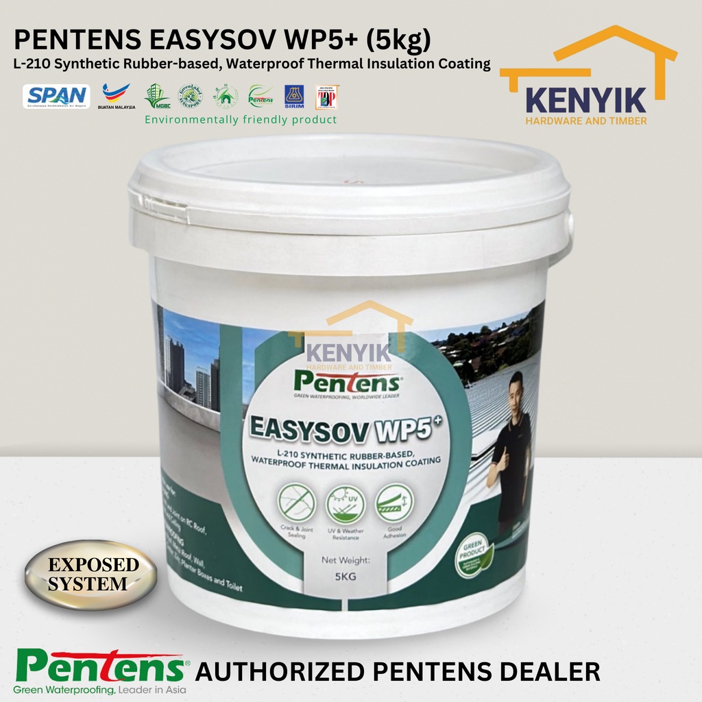 PENTENS 5kg Easysov WP5+ (L-210 Synthetic Rubber-based, Waterproof ...