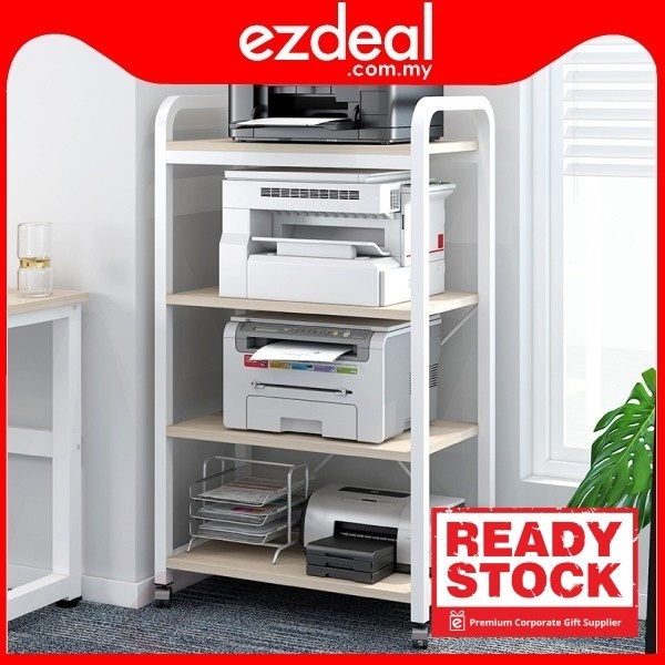 4 Tier Office Rack with Wheel Bookshelf Storage Rack Furniture Cabinet ...