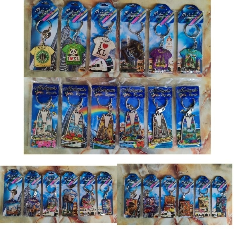 READY STOCK 6 in 1 Keychain Malaysia Foil KLCC Souvenir Cenderamata ...