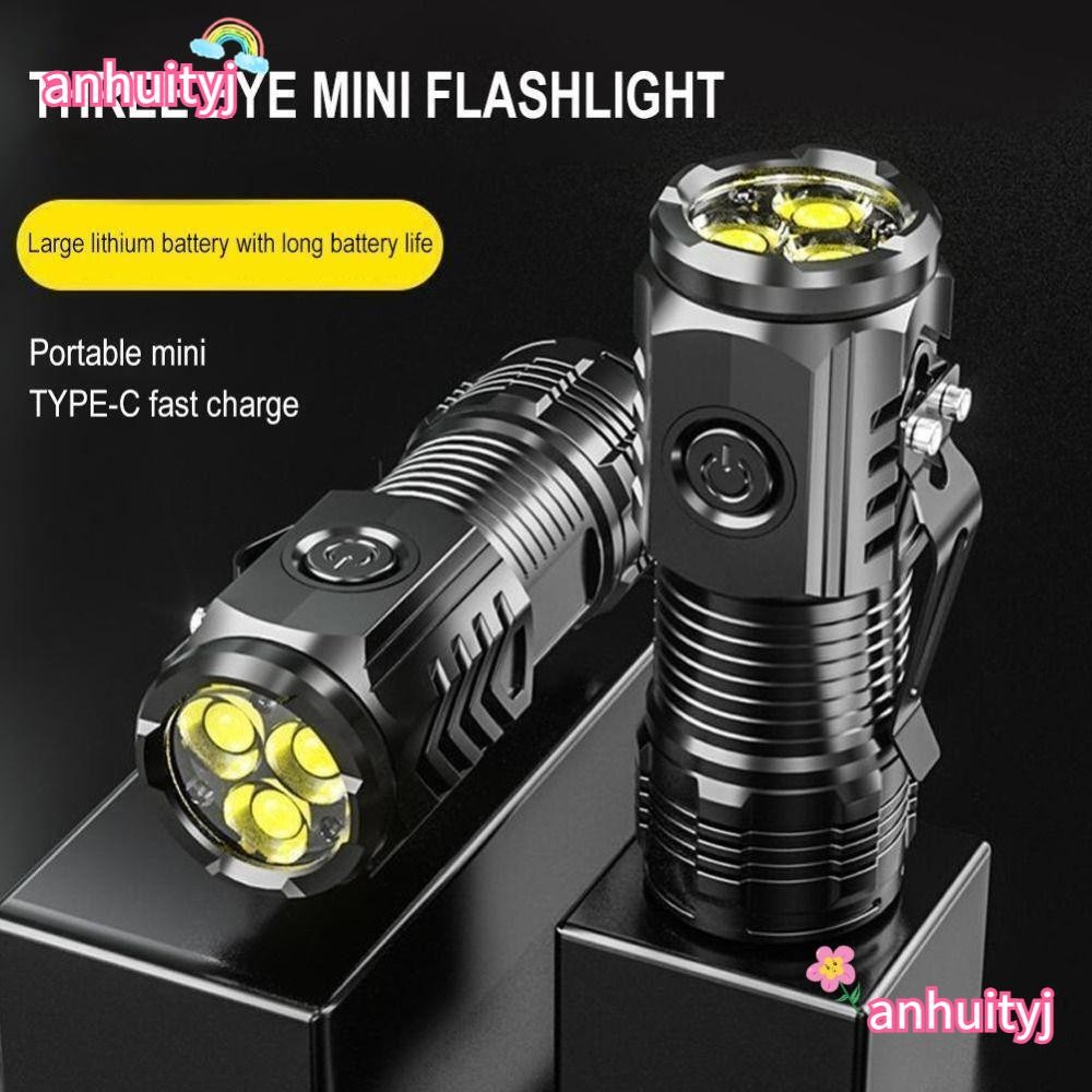 LANJ Thumb Flashlight, 5 Gear Three Eyed Mini Flashlight, Rechargeable ...
