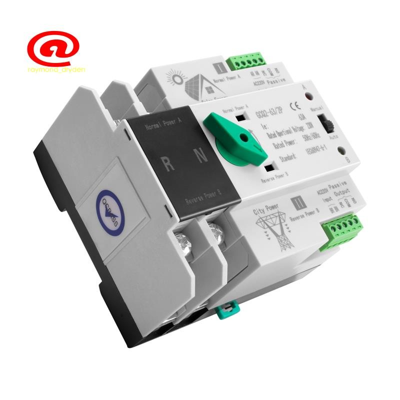 Photovoltaic Solar Power ATS Automatic Transfer Switch Din Rail 2P 63A ...