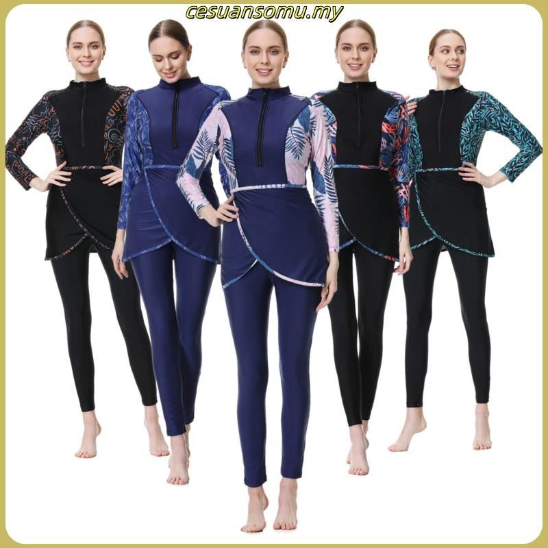 Muslimah Swimming Suit(Women'S Pants+Top+Hat Three Piece Swimsuit ...