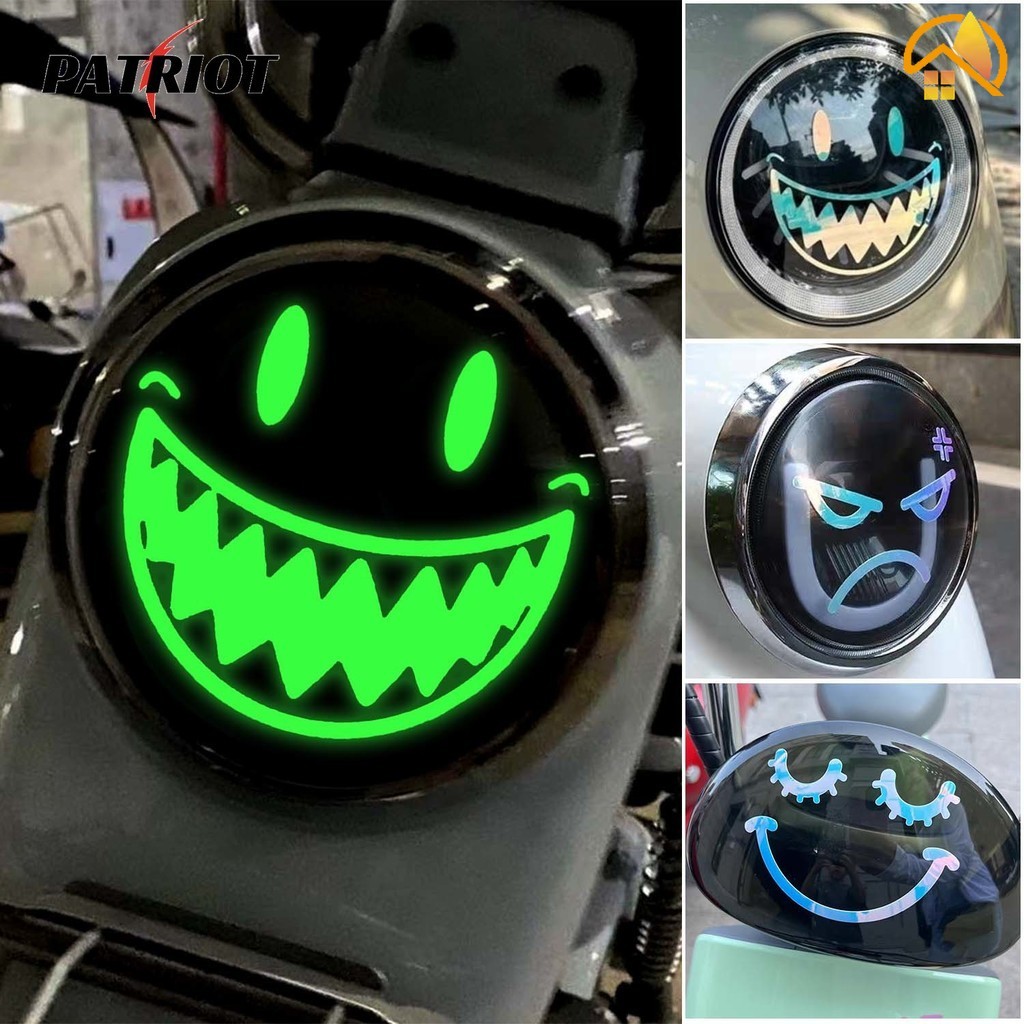 Cute Luminous Emoji Reflective Car Sticker - Funny Creative Headlight ...