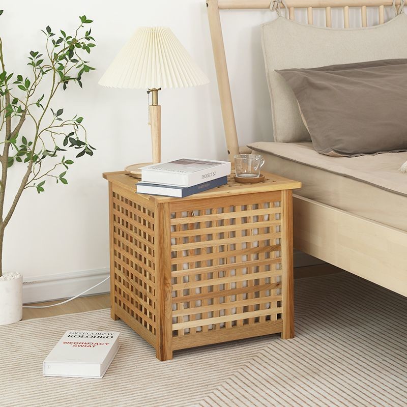 Nordic Style Solid Wood Bedroom Bedside Table Solid Wood Grid Storage ...