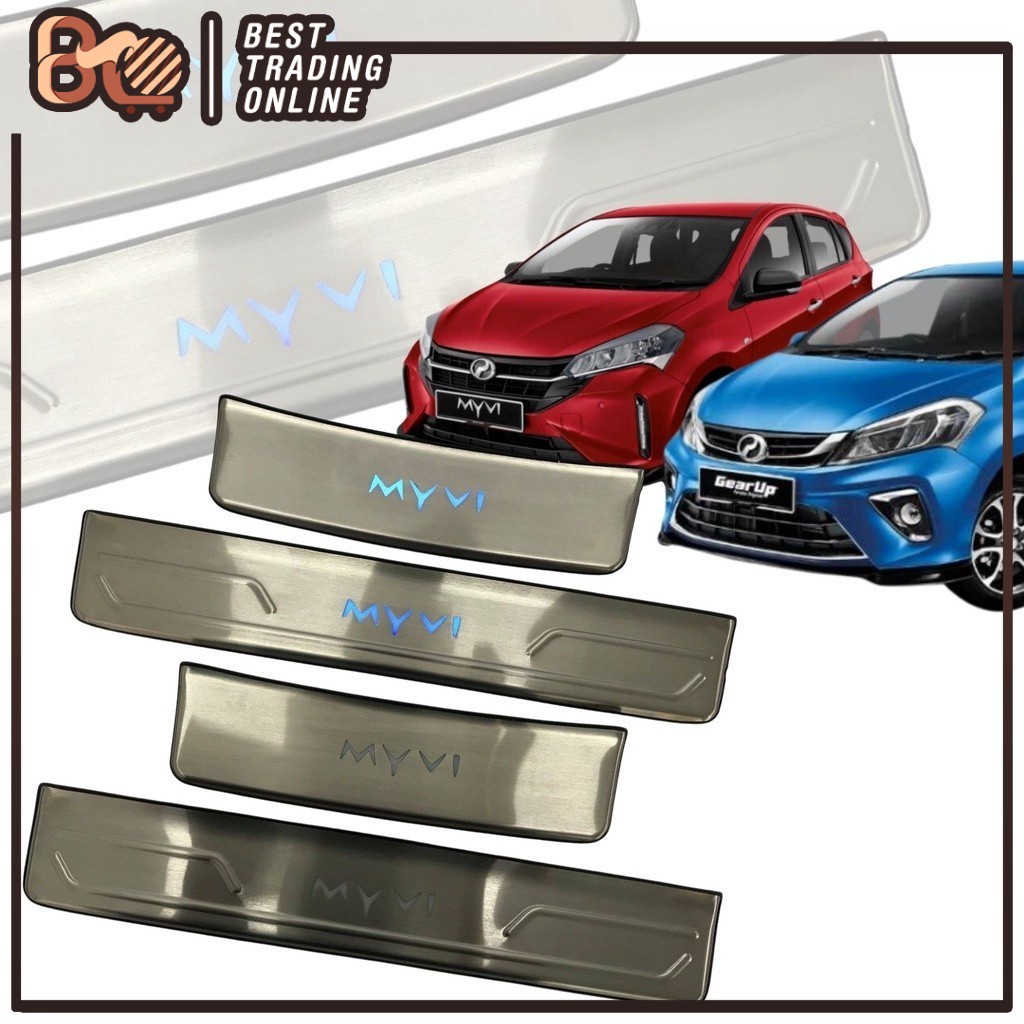 Perodua Myvi 2017-2023 Side Steel Plate/Door Side Step With Led Blue ...