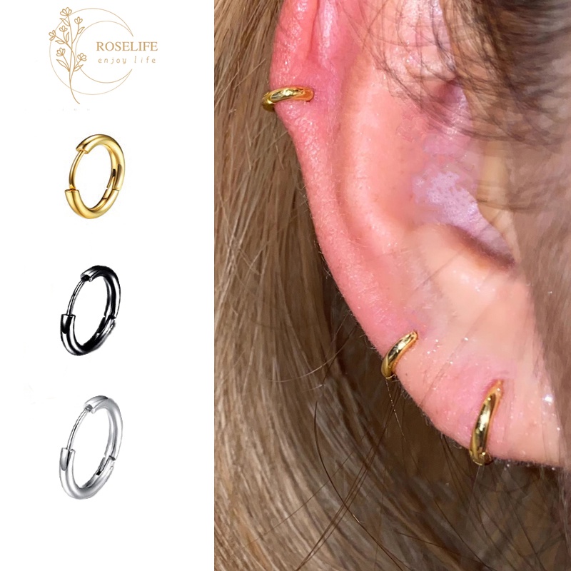 Roselife Unisex 1PC Classical Stainless Steel Glossy Gold/silver/black ...