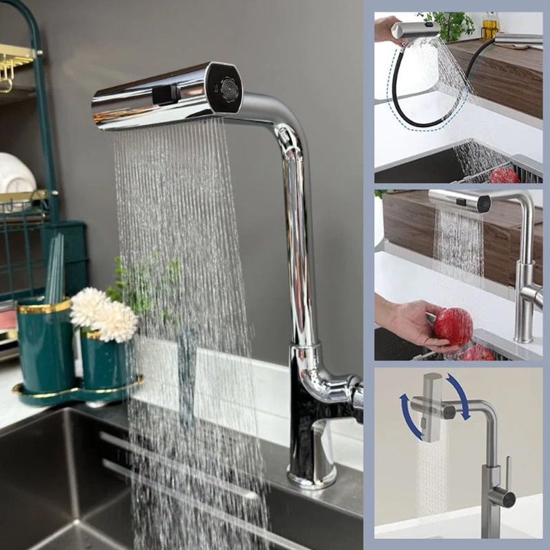 Kitchen Faucet Waterfall Outlet Splash Proof Universal Rotating Bubbler ...