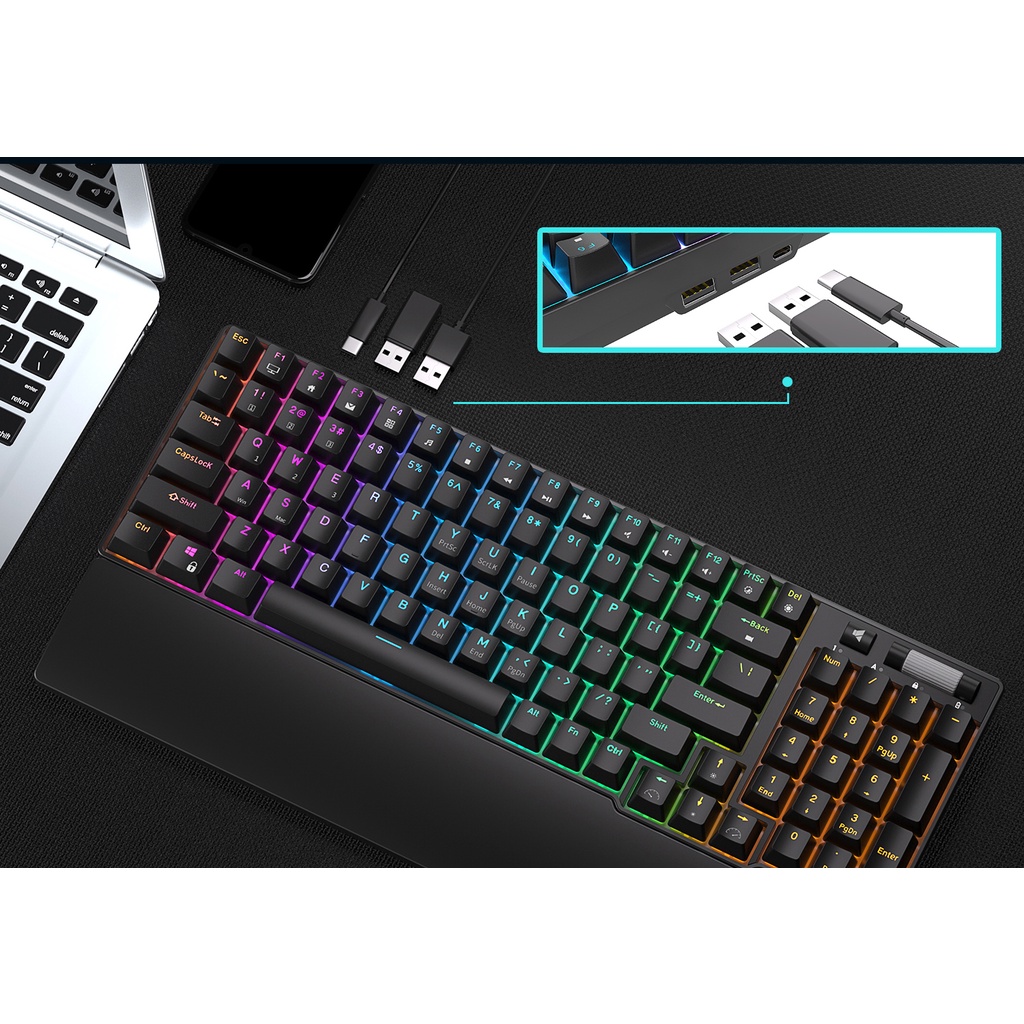 Royal Kludge RK96 Wireless Bluetooth Mechanical Three mode RGB Hotswap ...