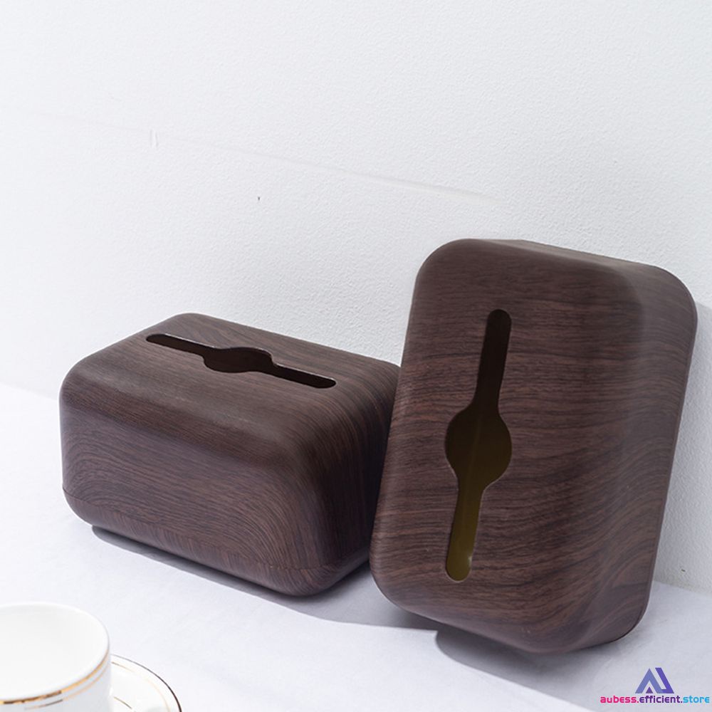 Imitation Wood Grain Tissue Basket Desktop Walnut Tissue Box Home Living Room Tissue Box ...