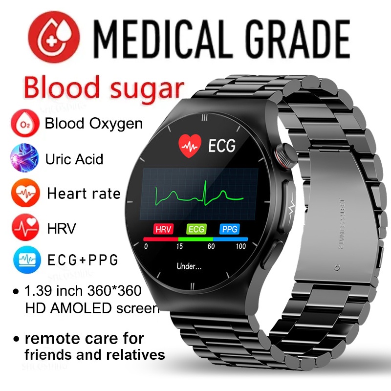 2025 New Medical Grade Smart Watch Blood Sugar Blood Lipid Uric Acid ...