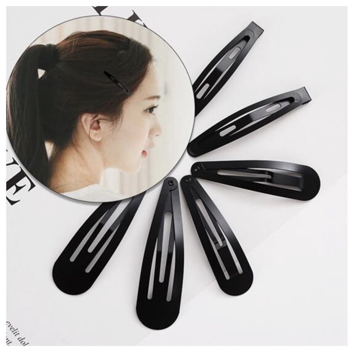 PERAK 12pcs/set BB Hair pin Black Metal Tic Tac logam Snap Side Hair ...