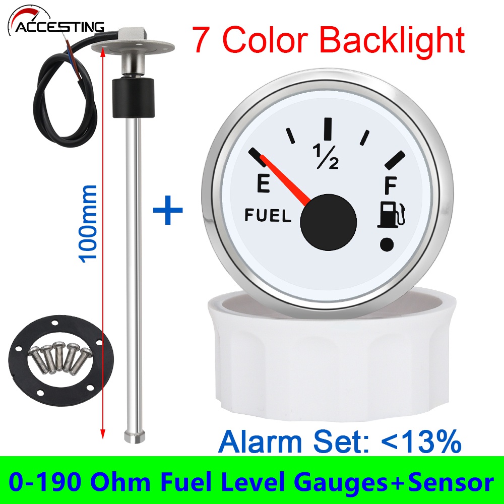 52mm 0-190 Ohm 7 Color Analog Fuel Level Gauges with Color Light and Alarm Function 100-500mm ...
