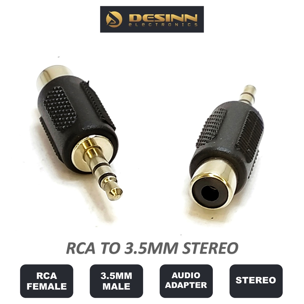 RCA to 3.5mm TRS Audio Adapter Stereo Plug Connector for Speaker Mixer ...