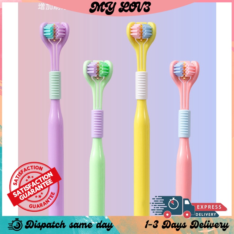 【Ready Local Stock】Triple-Sided Toothbrush: Soft Bristles Adult Tongue ...