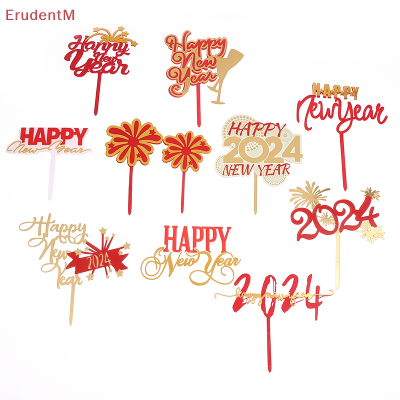 [ErudentM] Creative Acrylic Happy New Year 2024 Cake Topper For Merry ...
