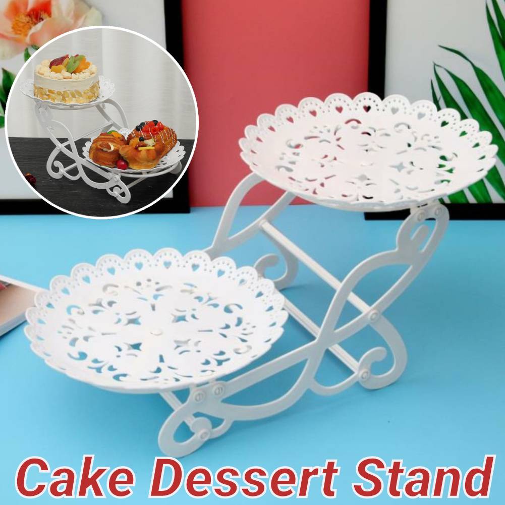 2 Tier Cake Dessert Stand Cake Rack with Tray Candy Cake Layered ...