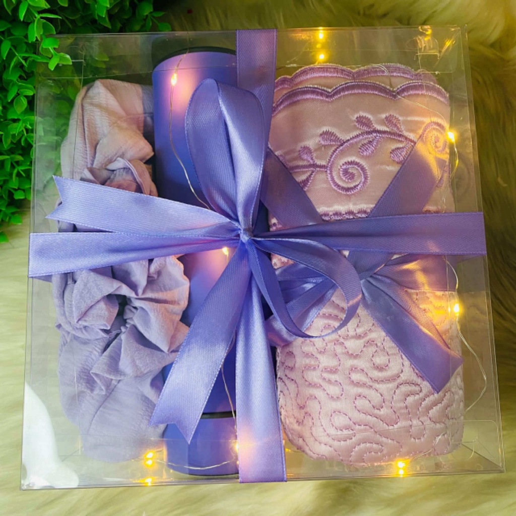 [SET ASMIZA Gift For Her] Telekung Sejadah Led flask Custom Name (24h ...