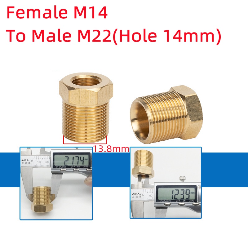 Brass 3/8" 1/4" M14 M18 M22 Thread Connector Male Female Adapter for ...