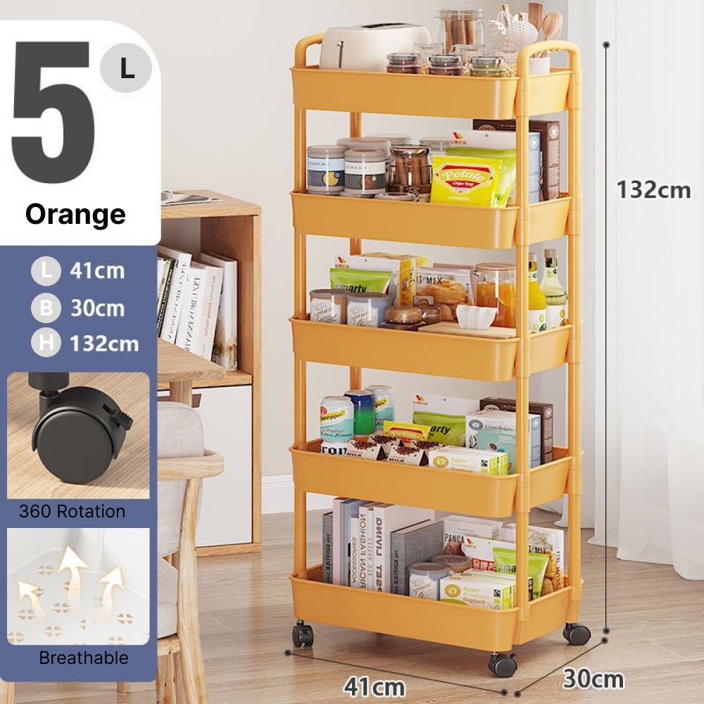 Bossku Trolley Storage Plastic Trolley Trolly Rack Troli Trolley Rack ...