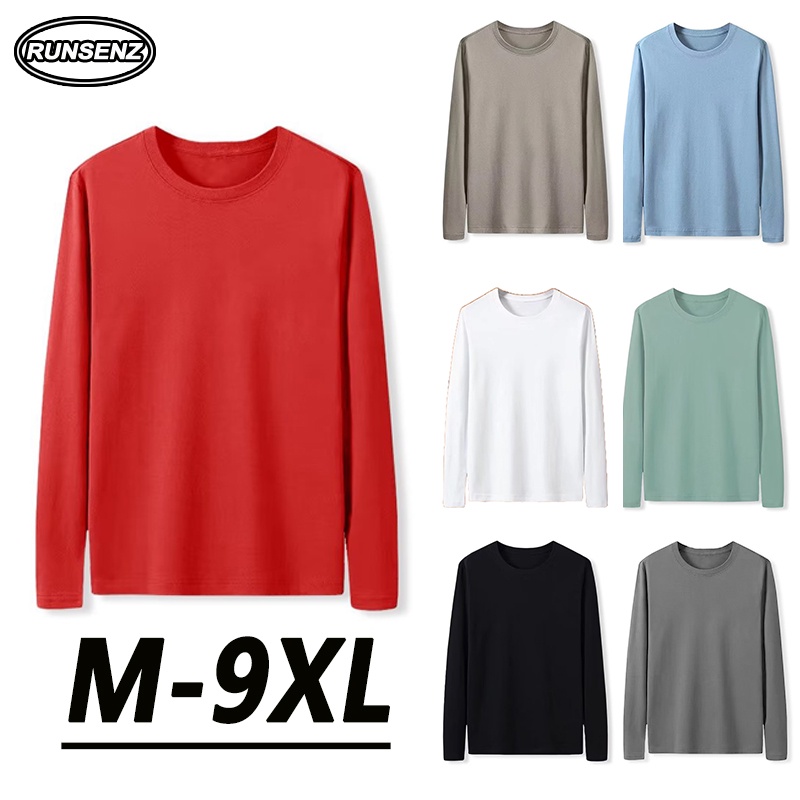 M-9XL （Note Color）Plain T Shirt Men Women Loose Causal Plus Size Long Sleeve Tshirts Round Neck ...