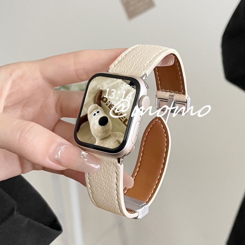 Starlight Color Lychee Leather iWatch Strap For iWatch Series 10 Ultra ...