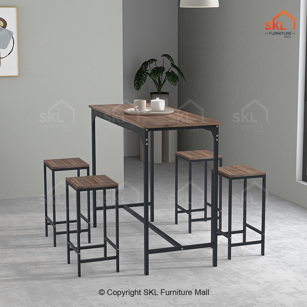 [Ready Stock] AUREA 4FT Bar Table With 4 Chairs / Stool Dining Set 1+4 ...