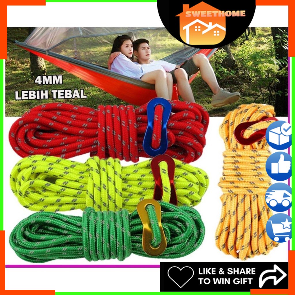 EcoSport 4 Meter 4mm Reflective Tent Rope Flysheet Rope Tali Flysheet ...