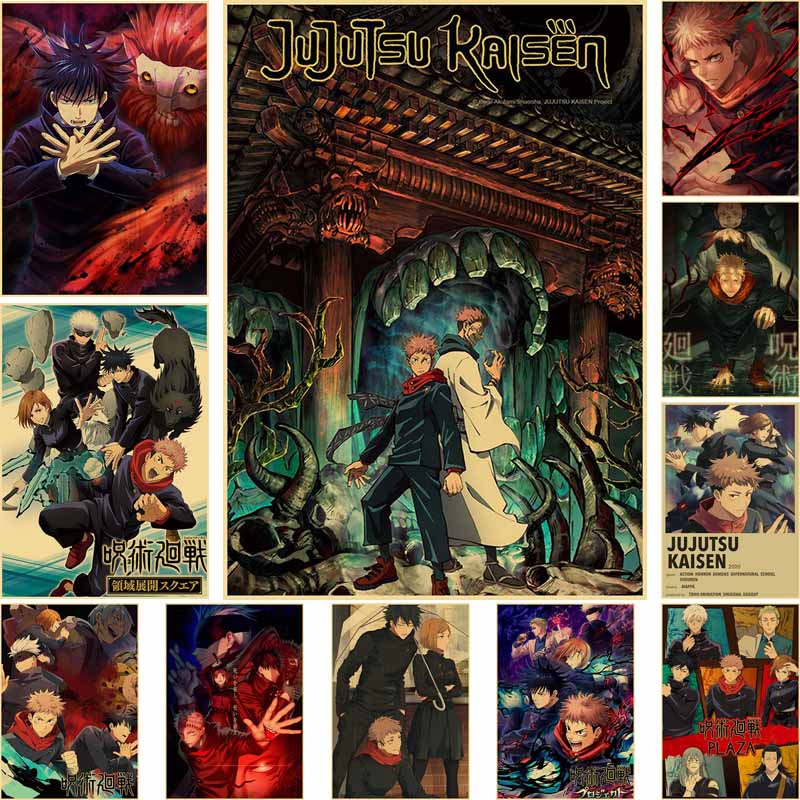 42x30cm Vintage Jujutsu Kaisen Posters Kraft Paper Anime Figure Yuji ...