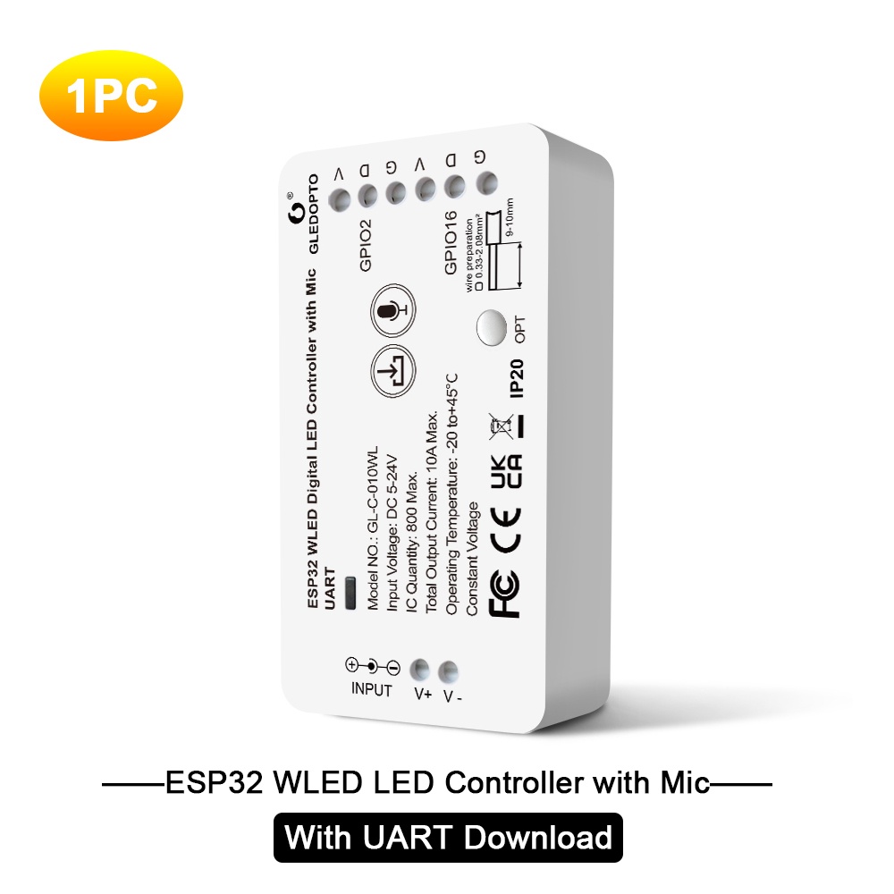 GLEDOPTO ESP32 WLED LED Controller With Mic &UART Dwonload DIY Music ...