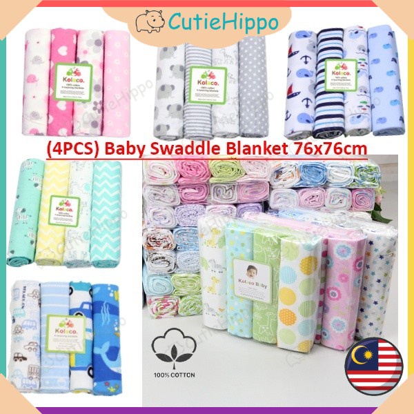 4PCS Baby Blanket Baby Swaddle Bedung Bayi Newborn Kain Swaddle Cotton ...