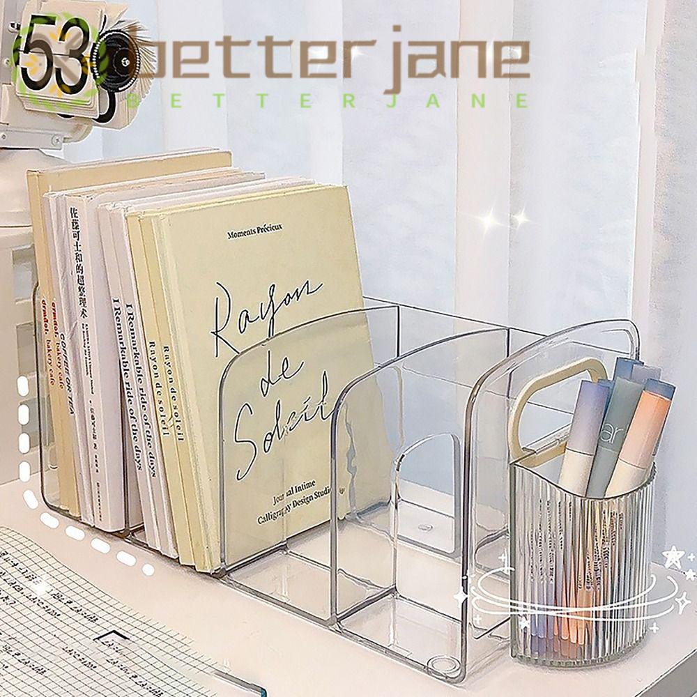 BETTER-JANE Bookends, Desk Organizer Acrylic Divided Book Stand ...