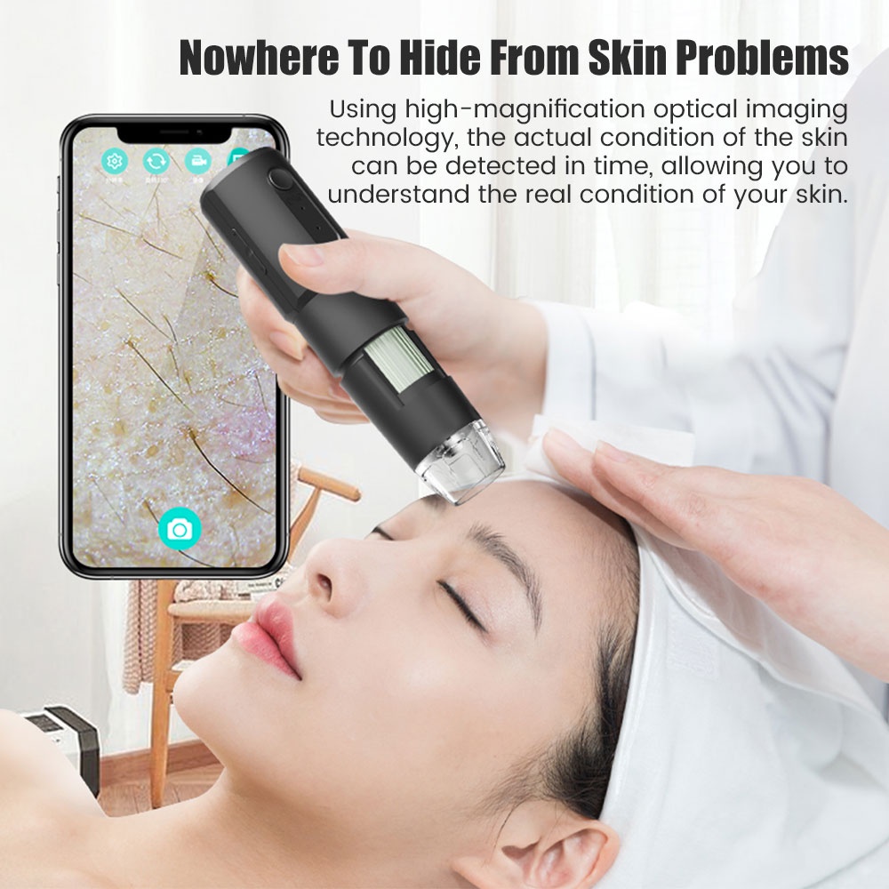 Wireless Dermatoscope Scalp Skin Analyzer Machine 1000X Facial and Body ...