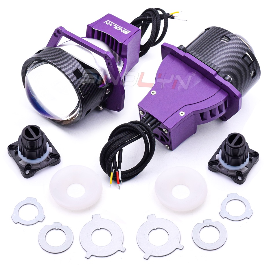Sinolyn 1 PC 3" 65W Blue Bi LED Projector Headlamp Lens H4 H7 H1 9005 ...