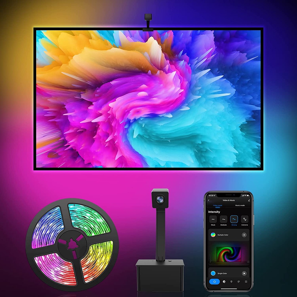 TV LED Backlights RGBIC Wi-Fi TV Backlights for 21-65 Inch TV Works ...