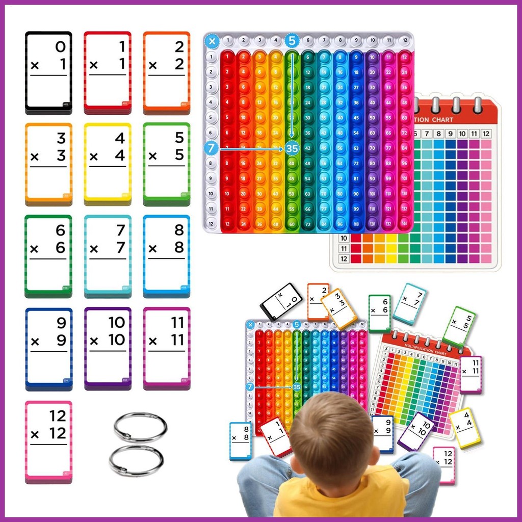 Pop Fidget Chart Multiplication Flash Cards Set Math Game Flash Cards ...