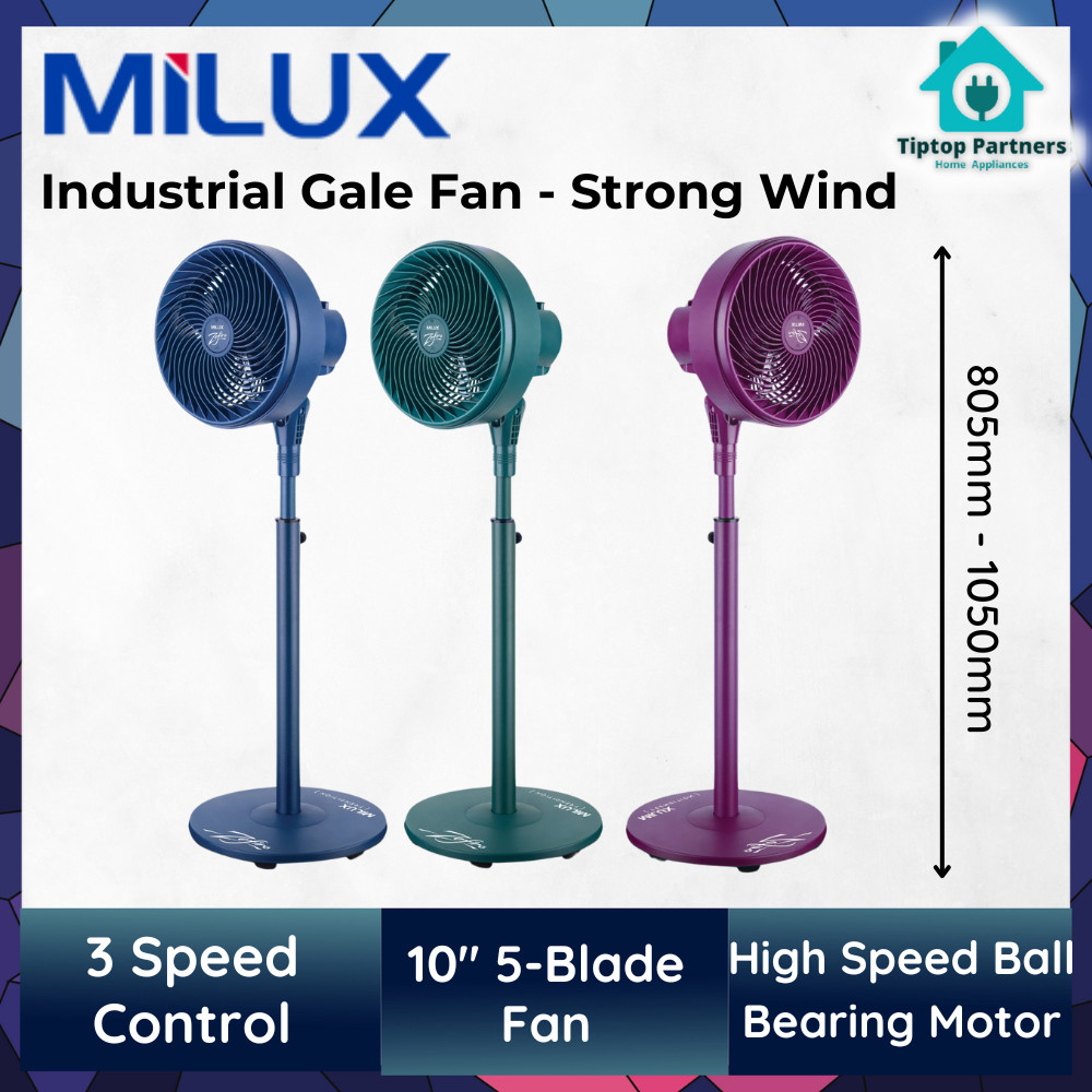 Milux 10" 3 Speed Gale Stand Fan MGF-10 Smooth Oscillation MILUX Fan ...
